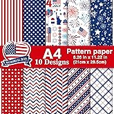 Amazon.com: Whaline 40 Sheets Patriotic Pattern Paper Star Fireworks ...