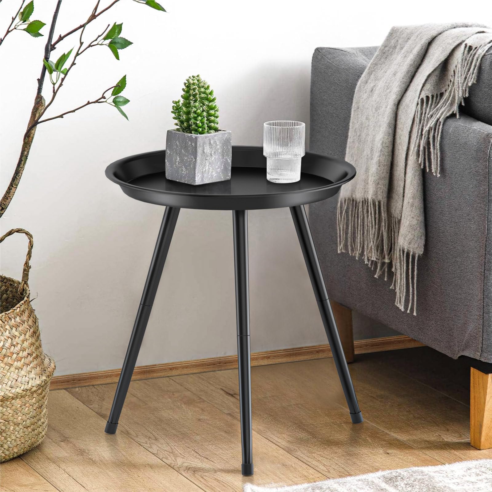 SYQ Small Black Side Table,Modern Round Metal end Table,Simple Circle ...