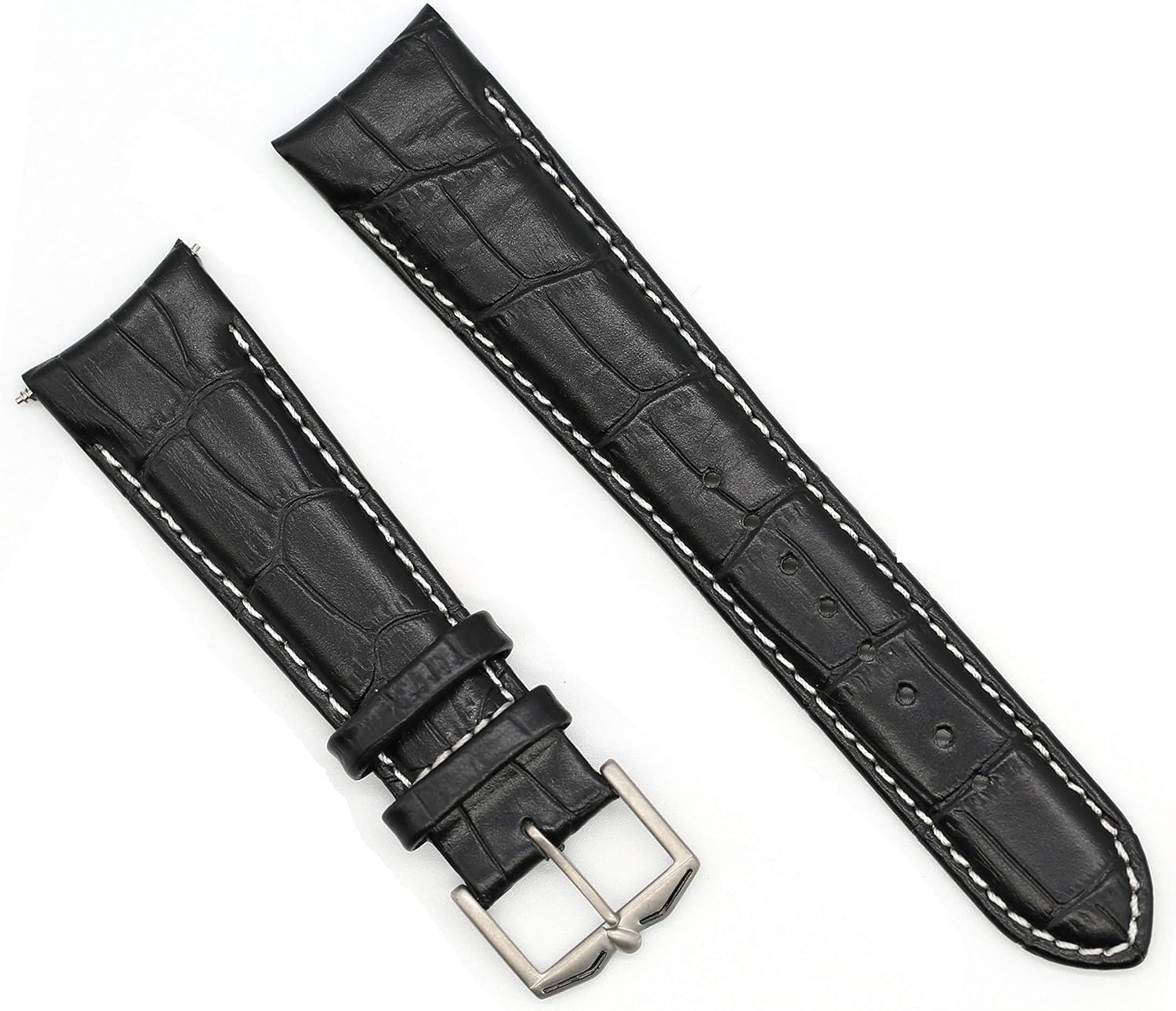 Rotary Genuine Leather Watch Strap 22mm Black Crocodile with White ...