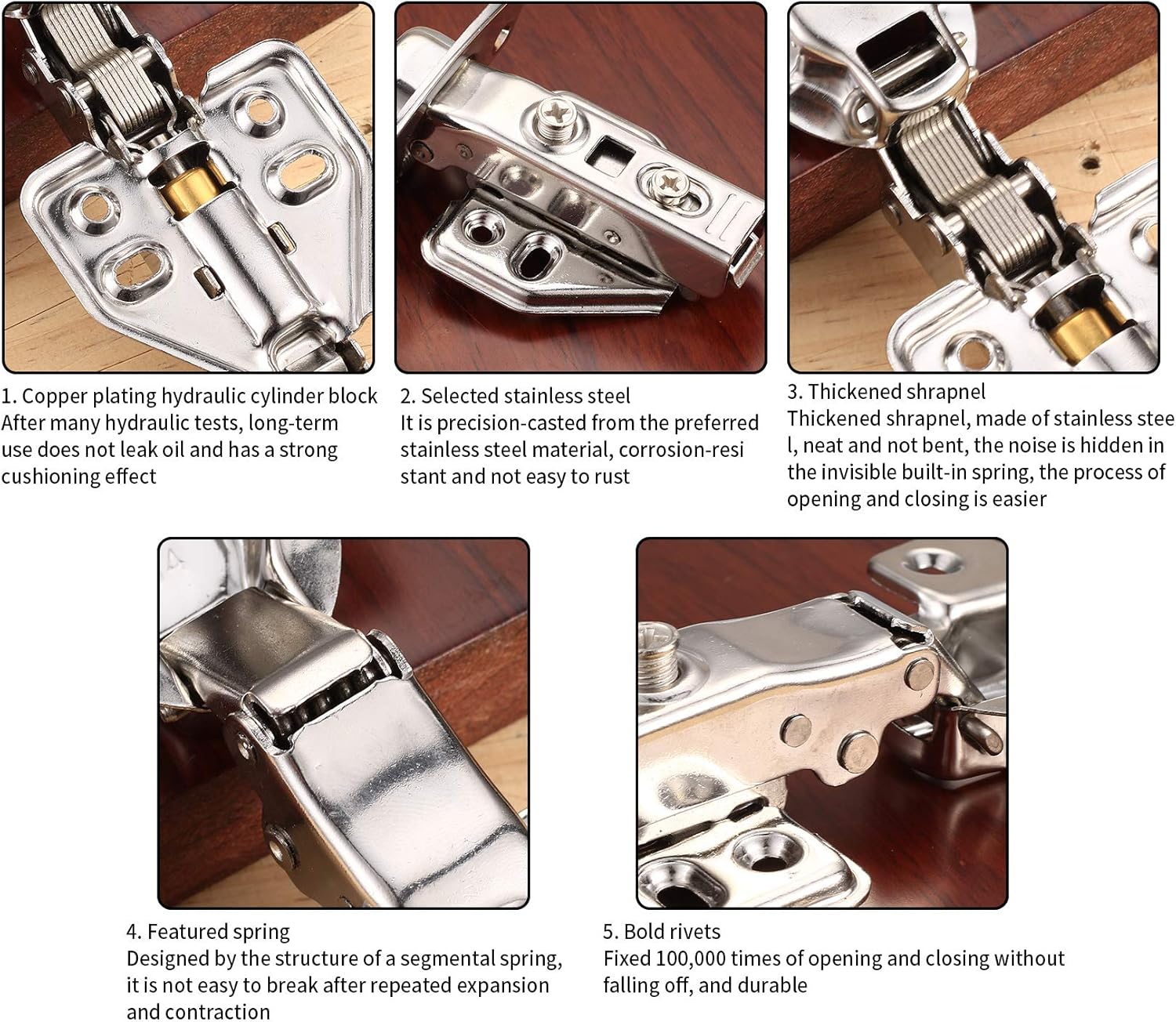 2 Pcs Cabinet Soft Close Door Hinges, Kitchen Units Door Hinges ...