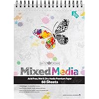 Amazon.com: Brite Crown Mixed Media Sketch Pad – 9 x 12 Sketch Book (60 Sheets) Perforated ...