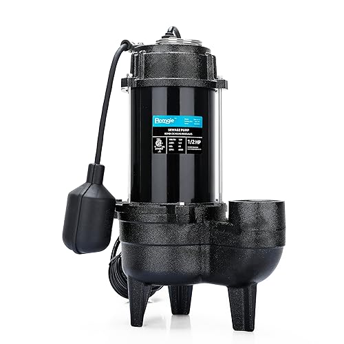 BOMGIE 1/2 HP Sewage/Effluent Pump, 6000 GPH Submersible Basement Sewer ...
