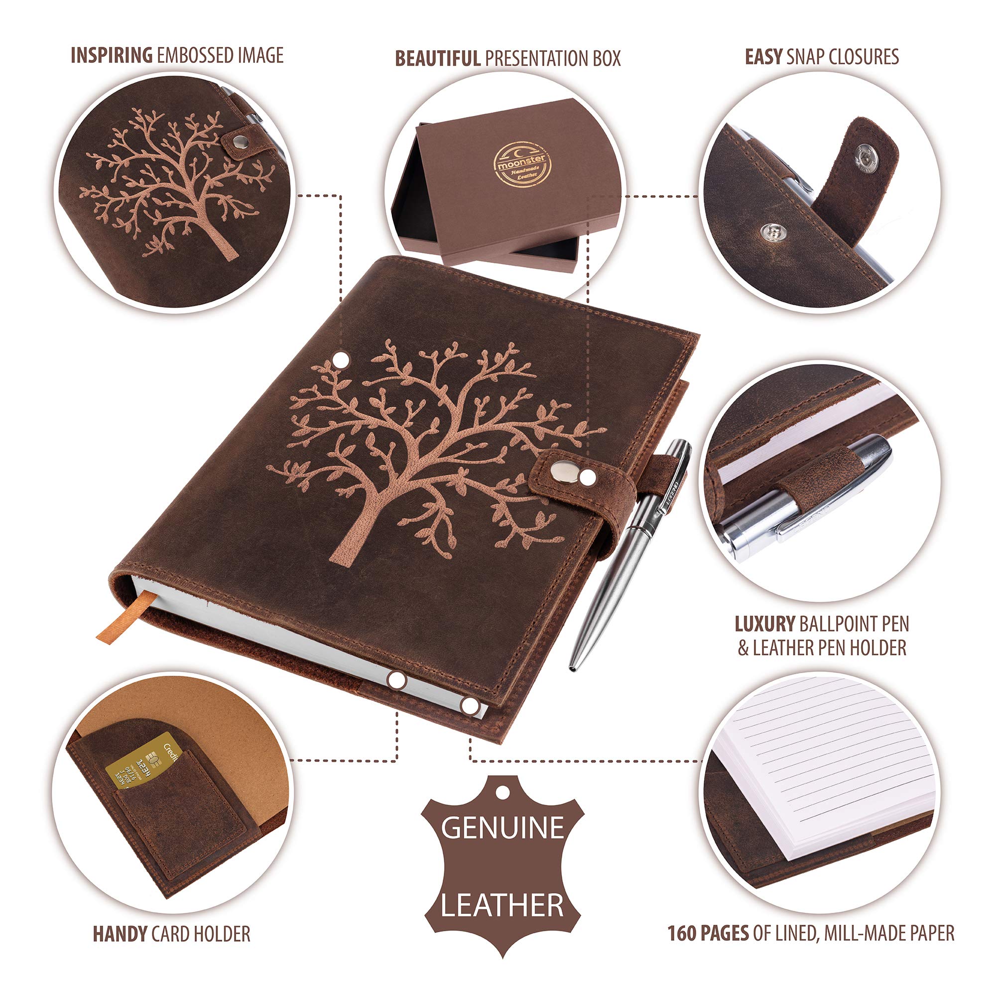 Mua Refillable Leather Journal Lined Notebook - Embossed Tree of Life ...