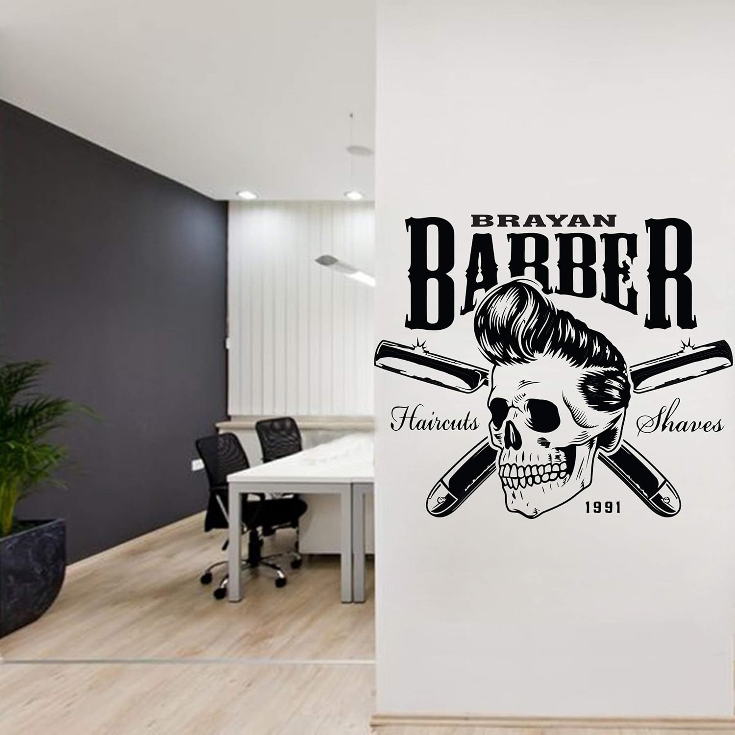 Amazon.com: Barber Wall Decal Personalised Barber Shop Man Salon ...