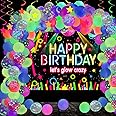 Amazon.com: Neon Glow in The Dark Birthday Party Decorations Kit - Neon ...