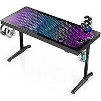 Amazon.com: EUREKA ERGONOMIC RGB LED Gaming Desk, Music Sync Lights Up ...