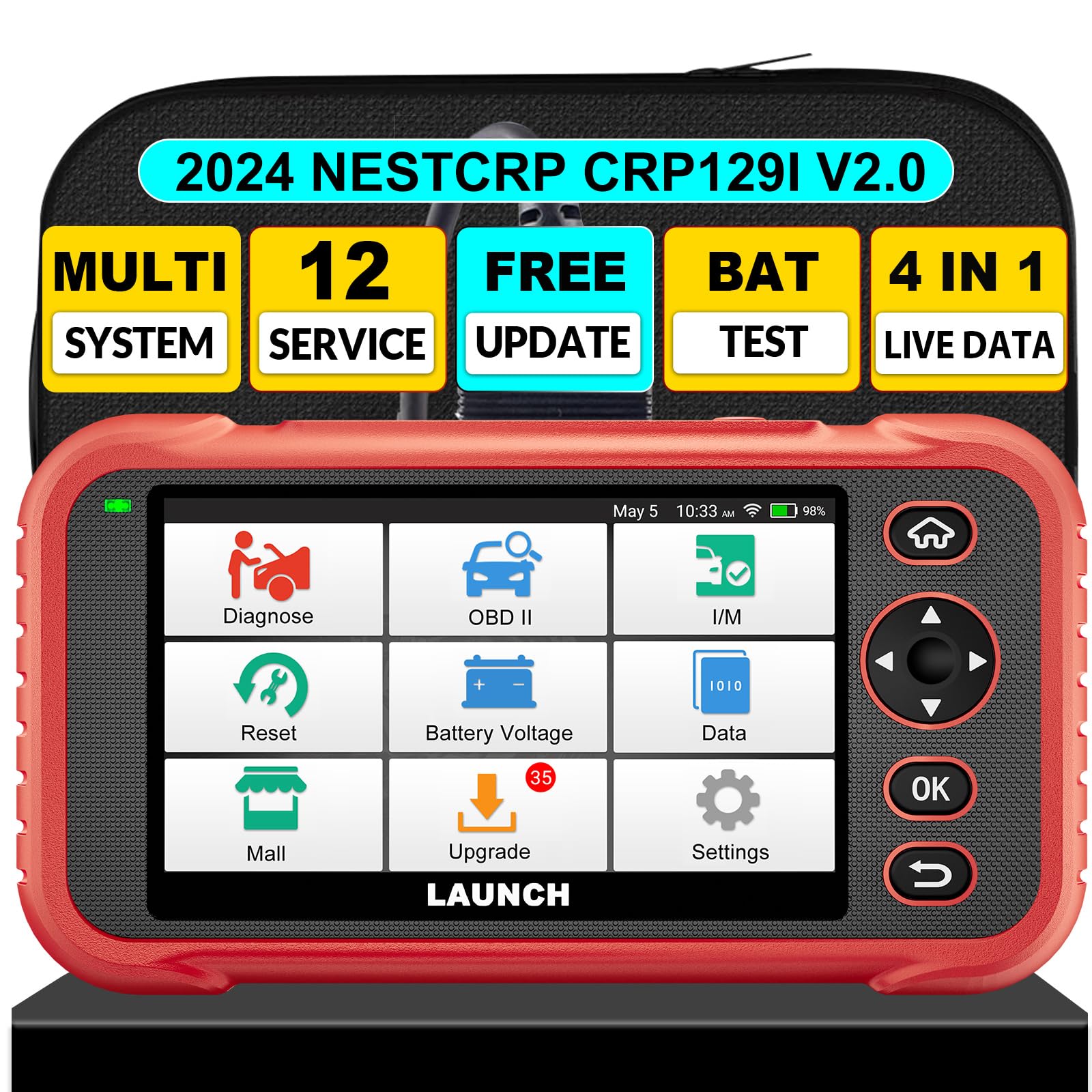 Mua CRP129I V2.0 OBD2 Scanner, 2024 Lifetime Free Update Scan Tool with 12 Reset, ABS Bleeding ...