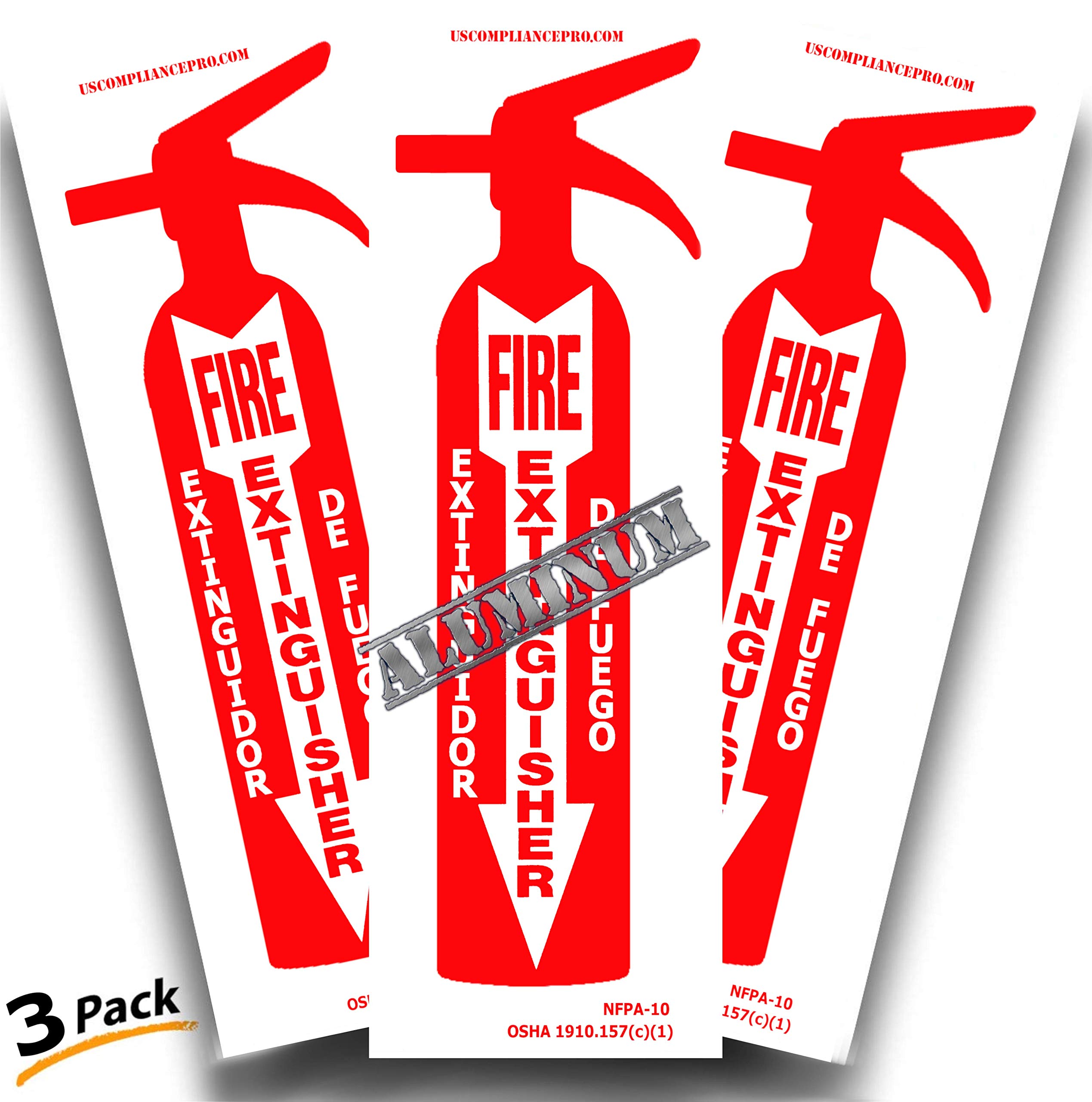 Buy Aluminum Metal Fire Extinguiser Location Signs | 12 x 4 Inch ...