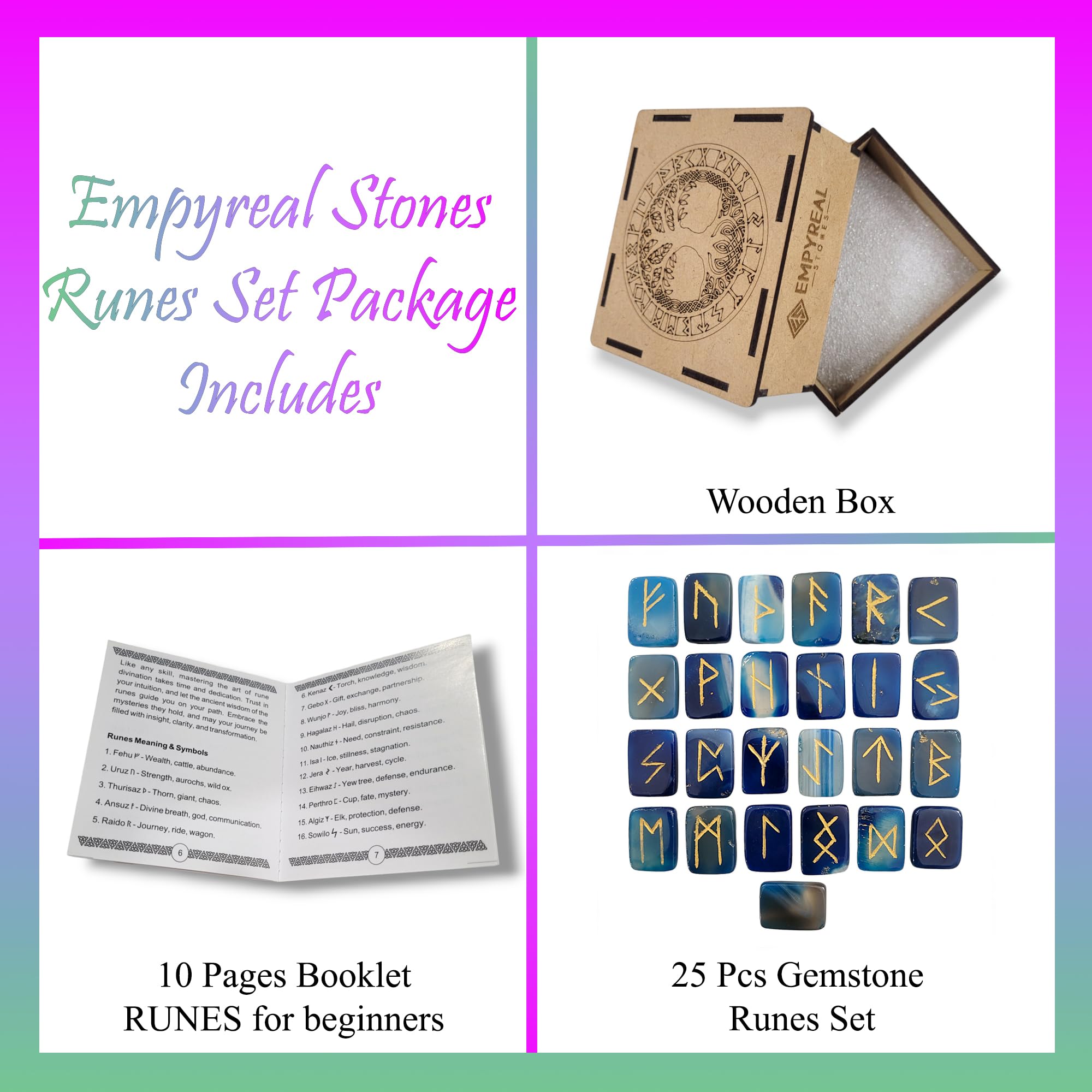 Mua Empyreal Stones Runes - Blue Rune Stones Set Crystal Viking ...