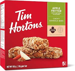 Tim Hortons Apple Fritter Granola Bars, Peanut Free, 5 Count, Imported ...