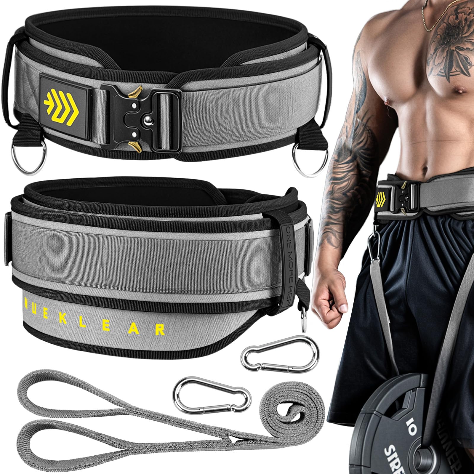 MANUEKLEAR 2-in-1 Weightlifting Belt & Dip Belt with 36.7 IN Rope ...