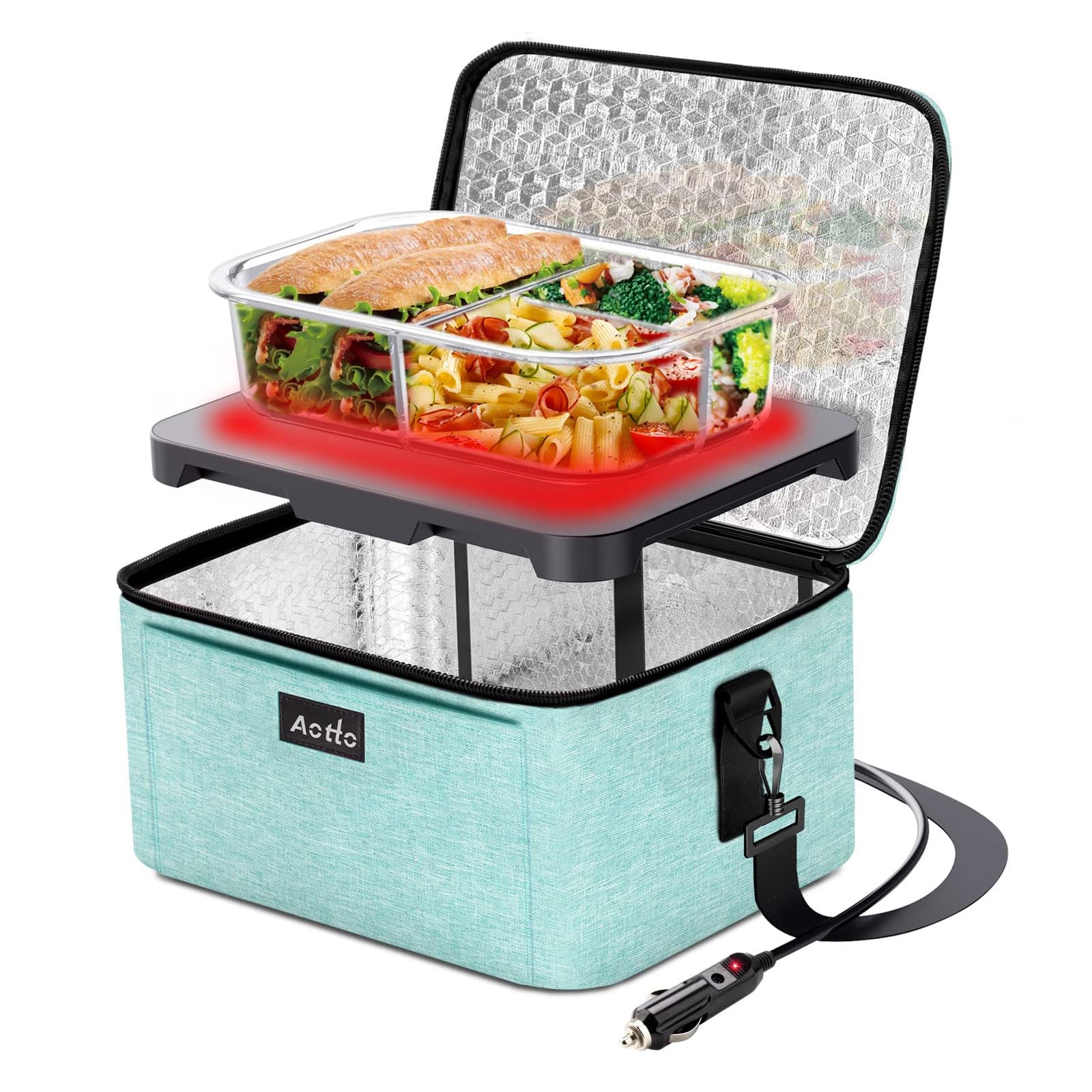 Aotto Portable Oven Electric Lunch Box Food Heater - 12V/24V 2-in-1 Car ...