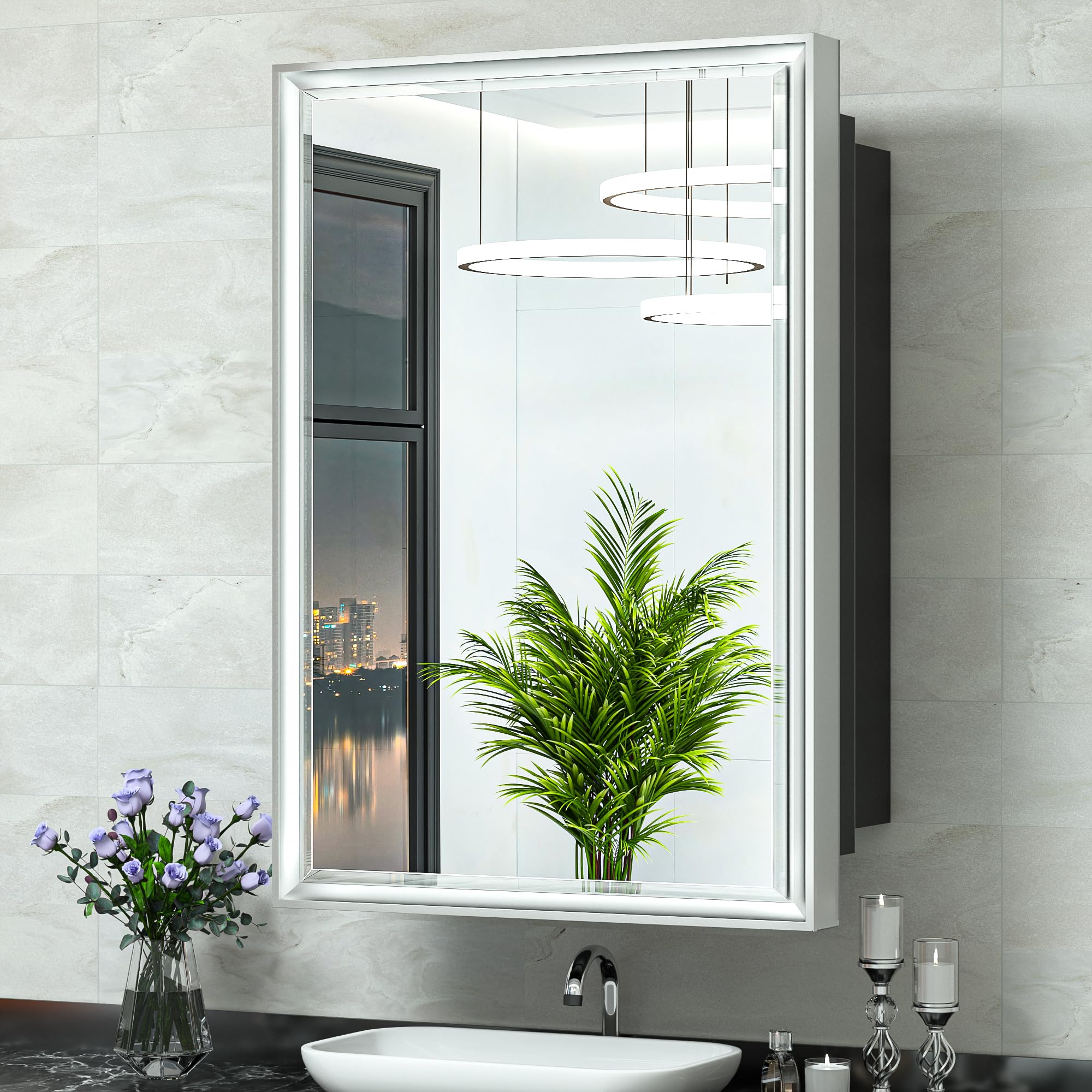 TokeShimi 24x36 Recessed Medicine Cabinet with Mirror Wall Mounted ...
