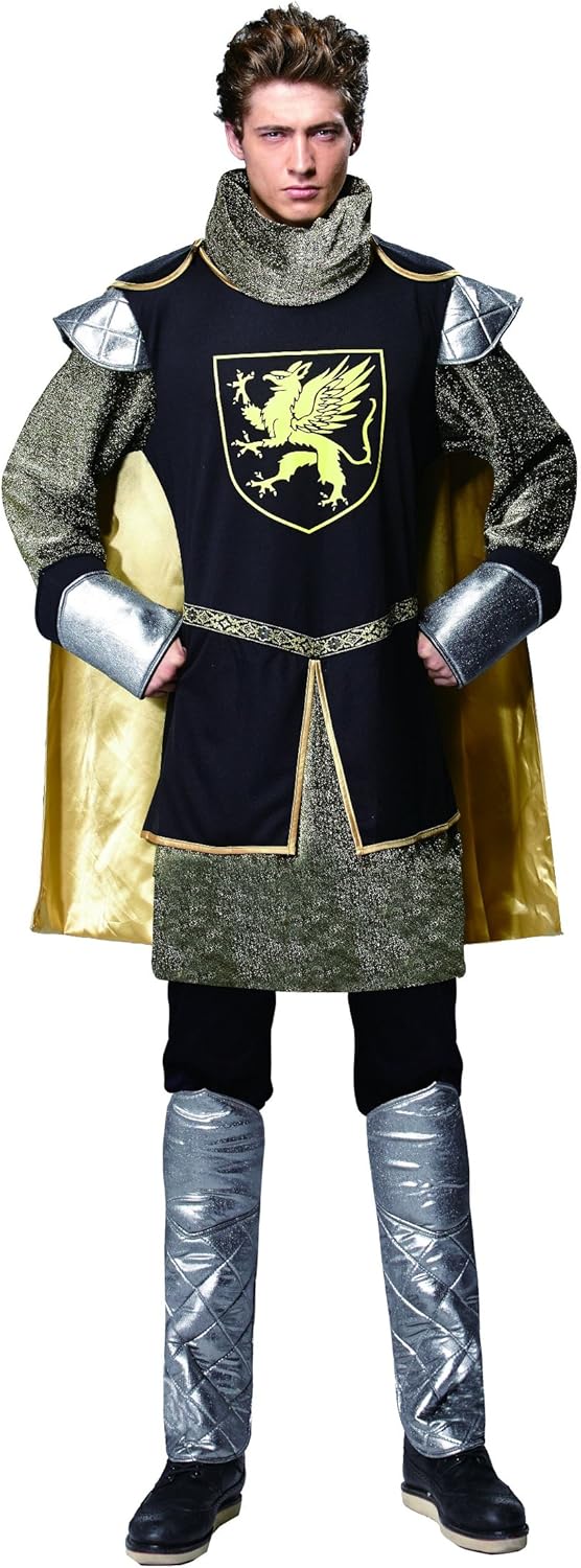 Amazon.com: HGM Costume Men's Medieval Knight, Black/Gold/Silver, Small ...