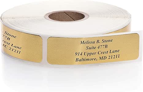 Shiny Gold Foil Rolled Address Labels Without Elegant Dispenser - Roll ...