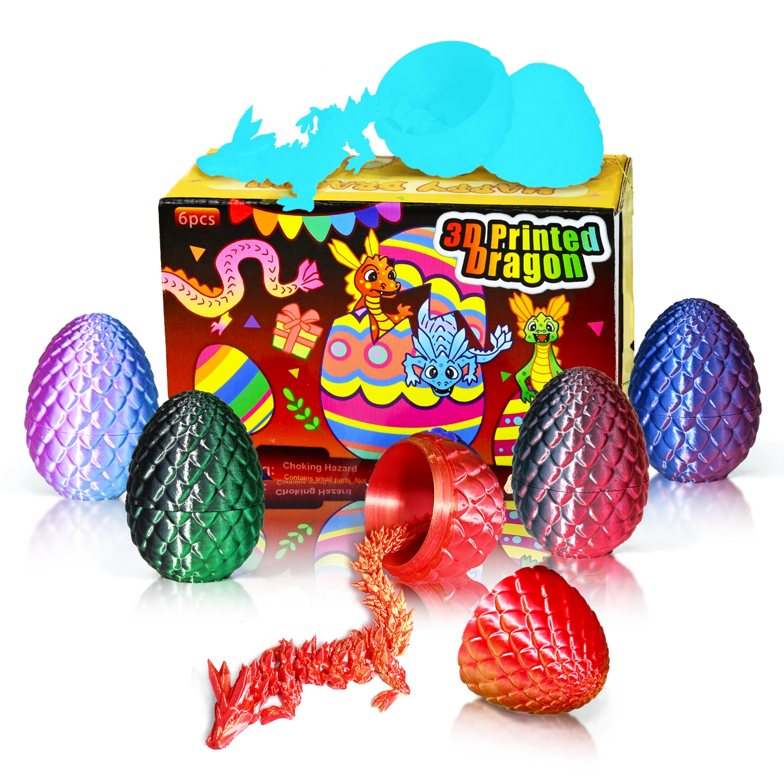 Impossmaker 6PCS Mini 3D Printed Easter Dragon Eggs with 3D Printed ...
