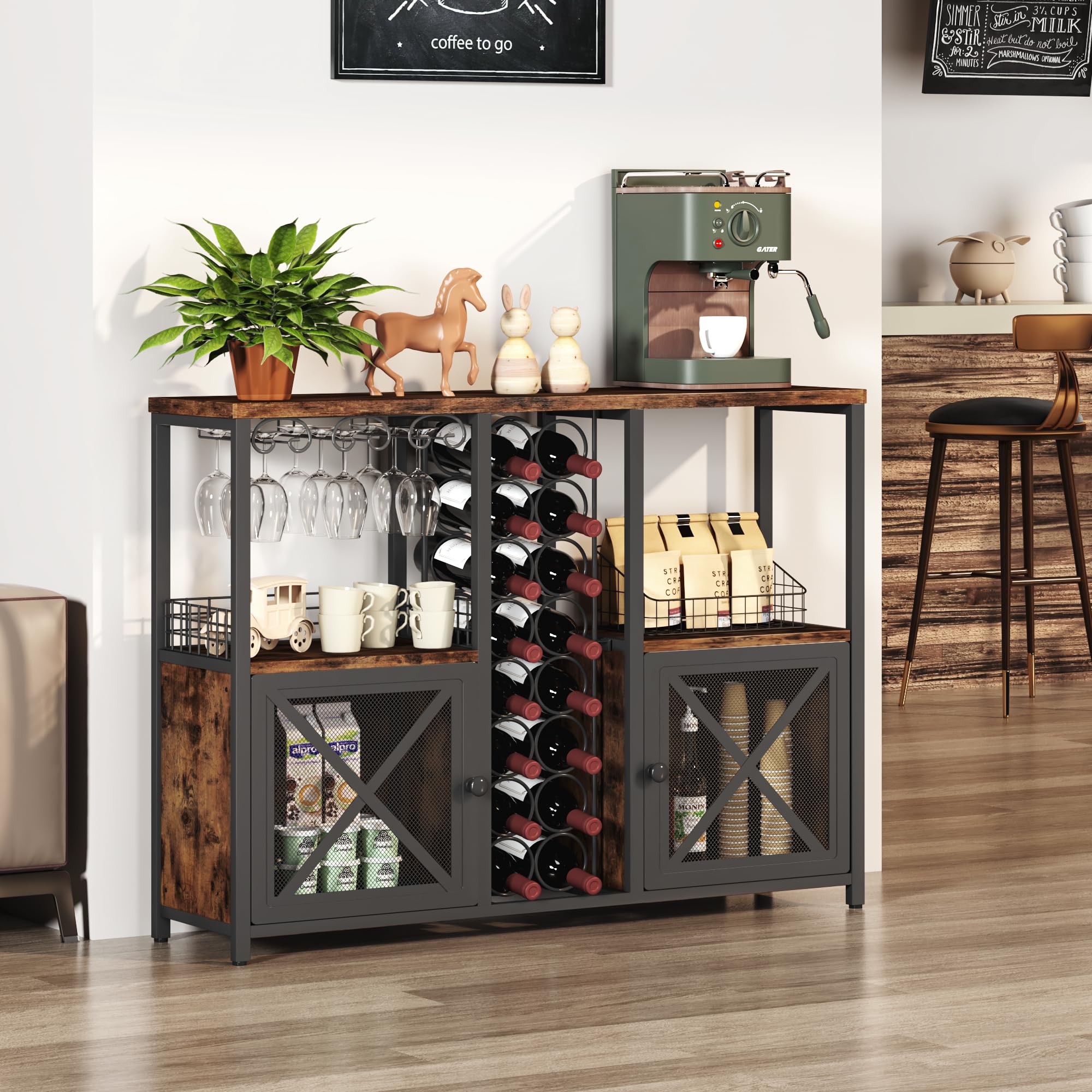 Mua Mini Bars for Home, Wooden Coffee Bar Cabinet, Modern Liquor ...