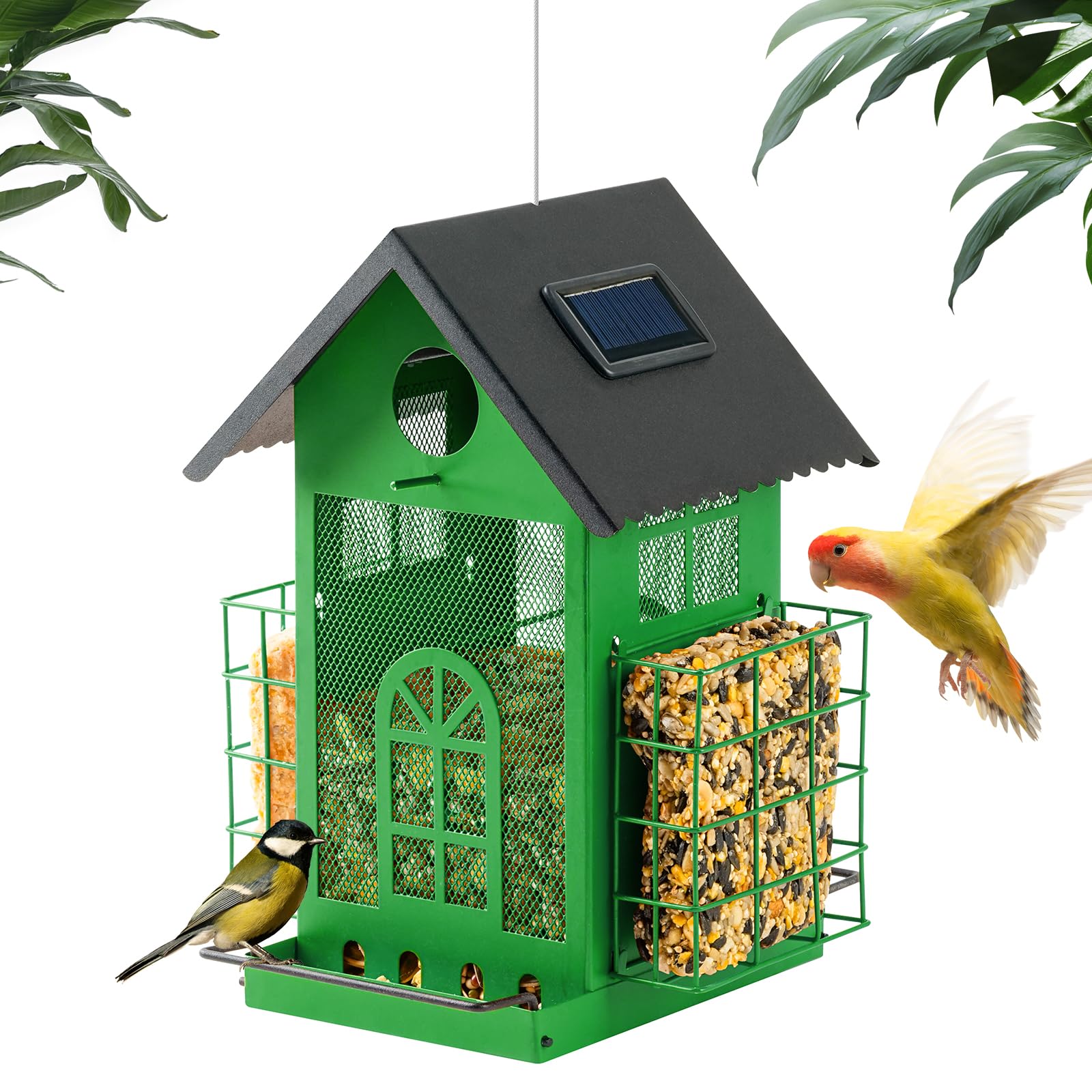 Solar Metal Bird Feeder?Wild Bird Feeder House for Cardinals, Finches ...