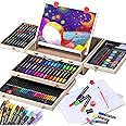 Amazon.com: Art Supplies, 108-Piece Wooden Art Set Crafts Kit with Drawing Easel, Deluxe Kids ...