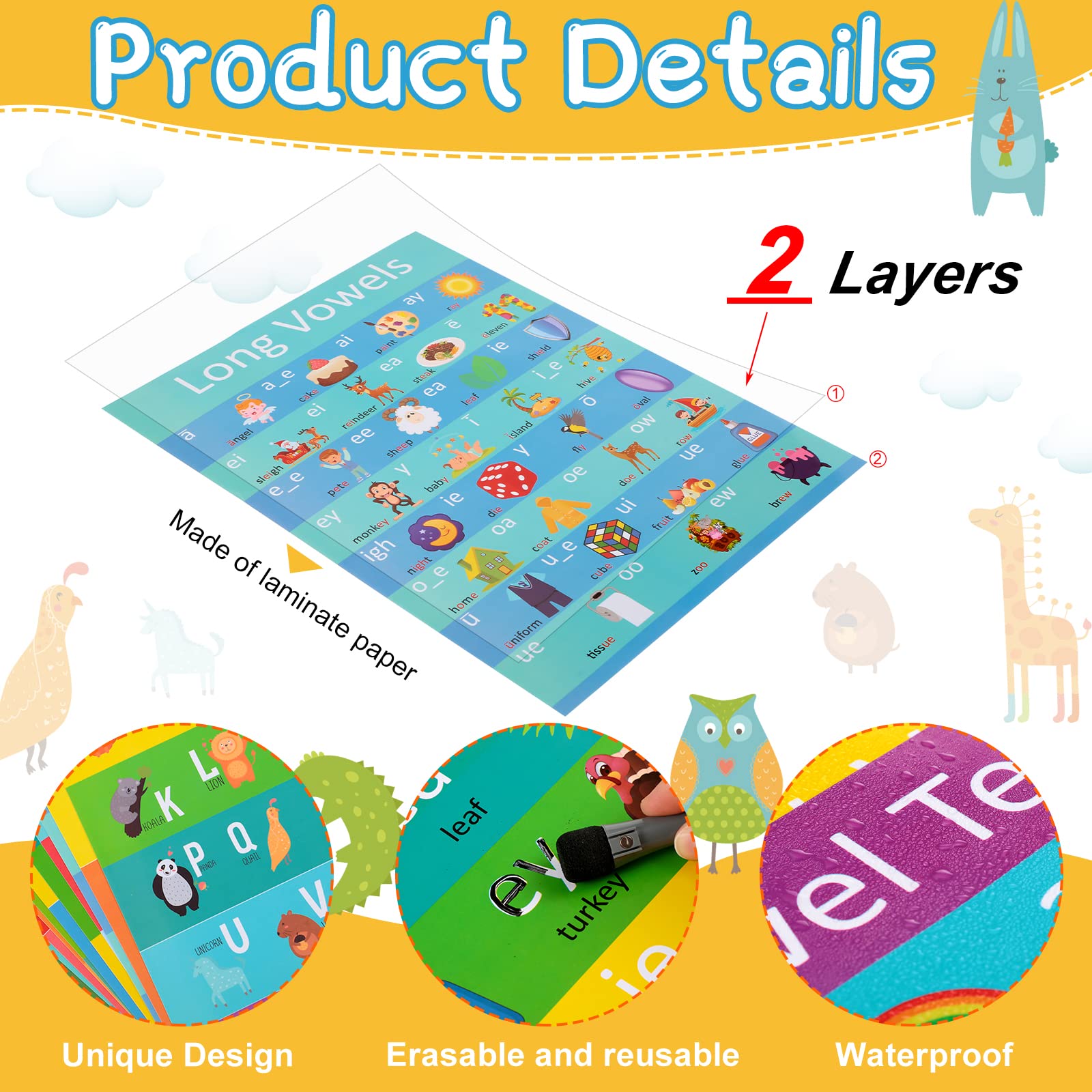 Mua 13 Pcs Phonics Posters English Language Arts Charts Learning ...