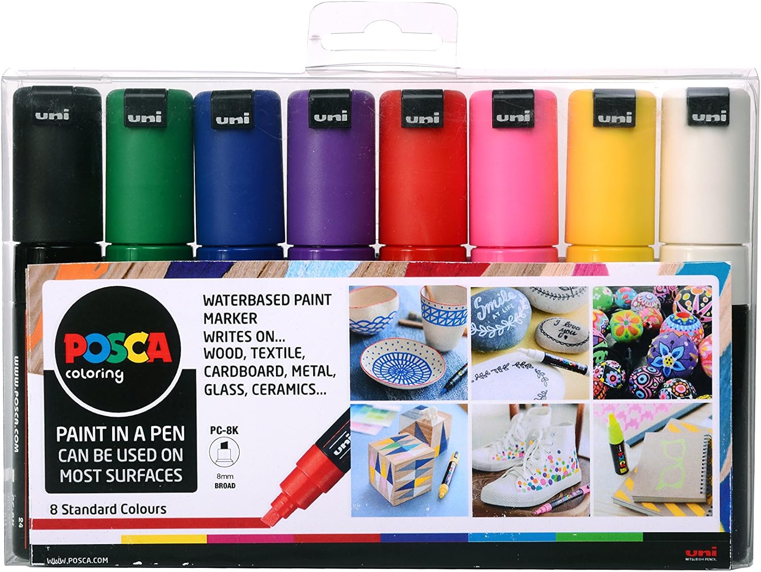 Posca 153544844 Lot de 8 Marqueurs peinture avec encre à base d'eau et ...
