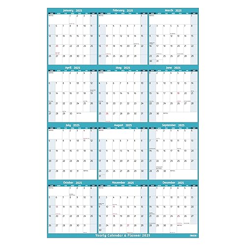 2025 Yearly Wall Calendar - Large Yearly Calendar 2025, 25.2" x 38.2 ...
