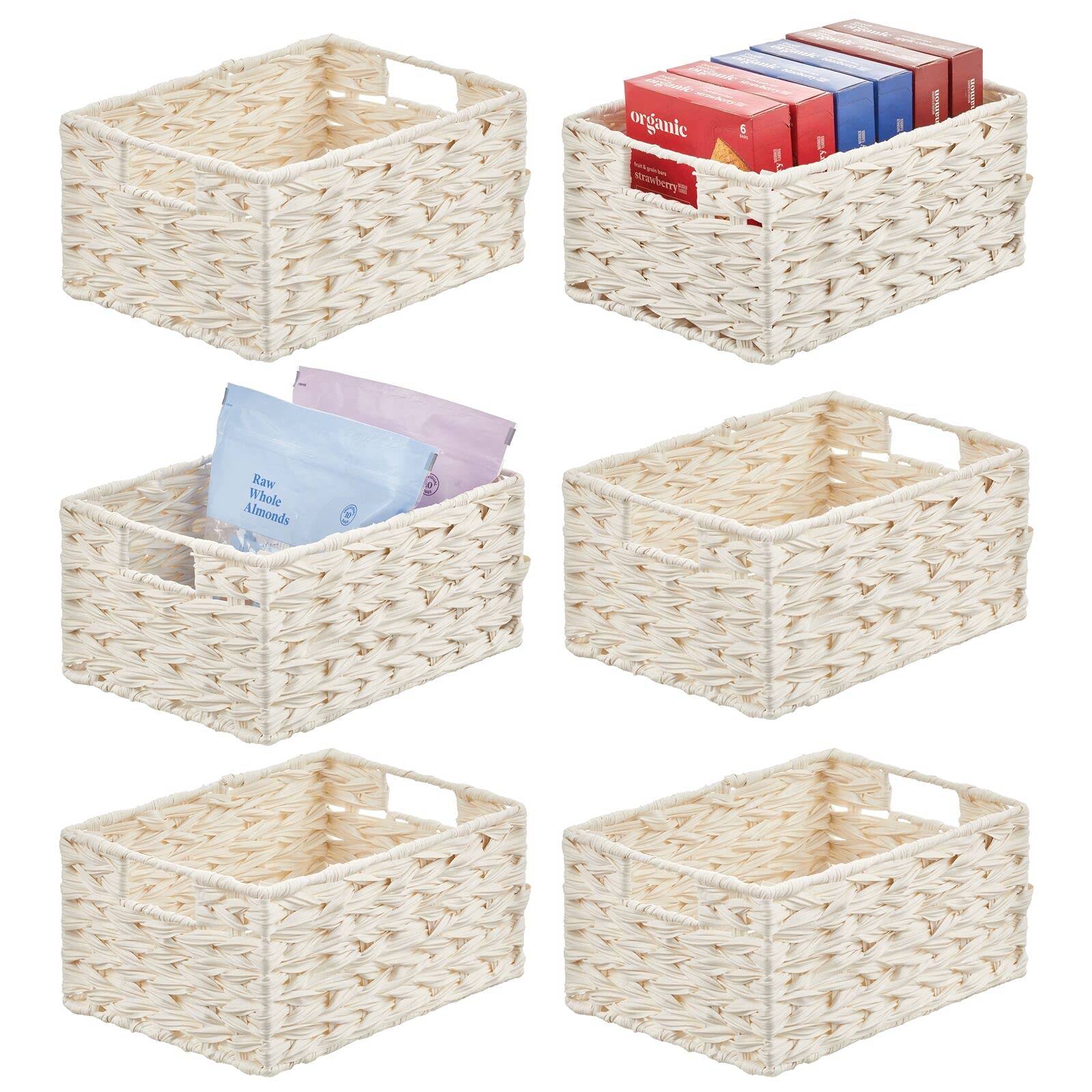 mDesign Woven Farmhouse Kitchen Pantry Food Storage Organizer Basket ...