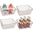 Amazon.com - Jucoan 4 Pack Metal Wire Storage Baskets, Rose Gold Wire ...