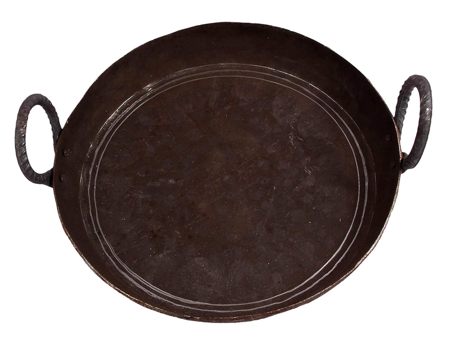 Buy KITCHEN SHOPEE Heavy Base Iron Flat Kadai/Fry Pan for Making jalebi ...