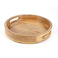 Amazon.com: Rustic Wooden Serving Tray - Round Wood Decorative Tray ...