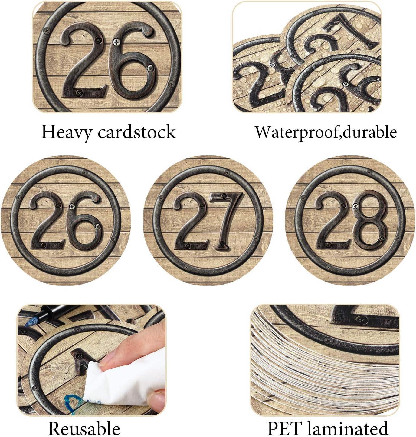 40 Pieces Laminated Industrial Chic Student Numbers Cutouts Circle Wood ...