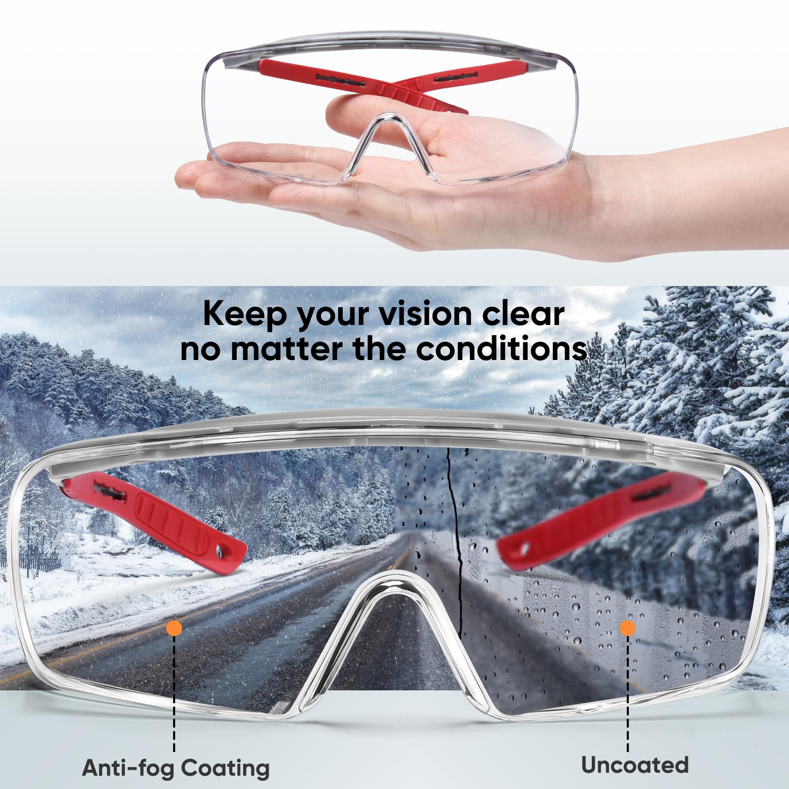 LPSAFP Safety Glasses Over Eyeglasses, Anti Fog&Scratch-Resistant ...