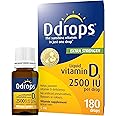 Ddrops Adults 2500IU Liquid Vitamin D3 Drops, 180 drops. Extra Strength ...