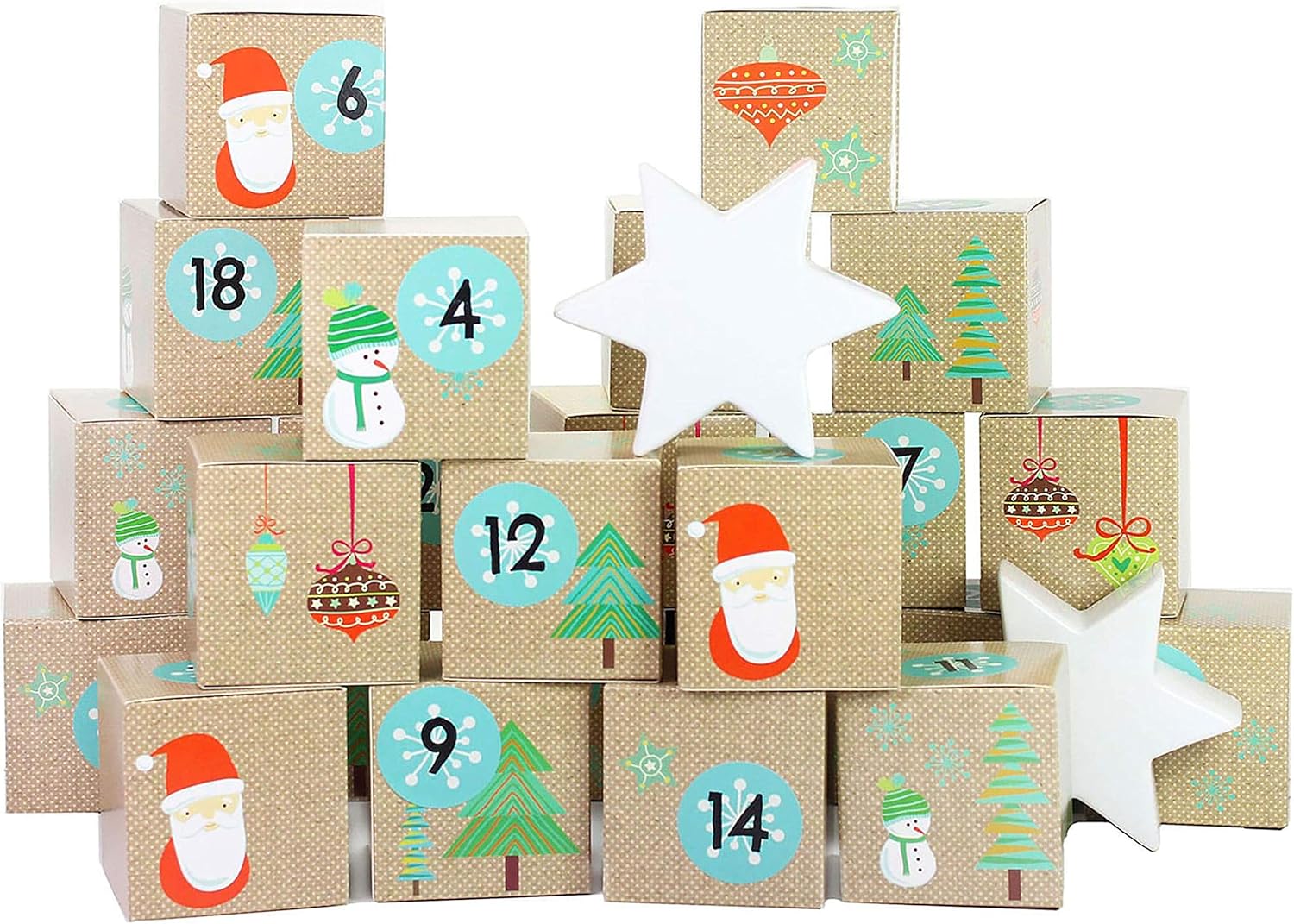 Papierdrachen DIY Advent Calendar Box Set 24 Colorful Boxes To Set Up