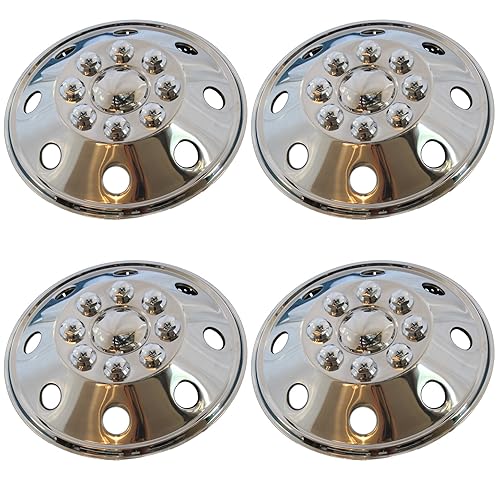 IWC 4 Pc Set 16" 8 Lug RV Stainless Steel Hub Cap Steel Wheel Rim ...