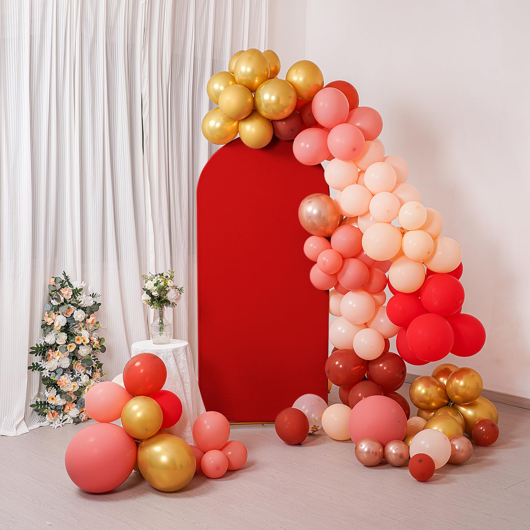 Peomeise 4FT Wedding Arch Cover，Red Arch Backdrop Cover Stretchy ...