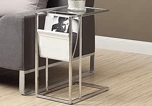 Amazon.com: Monarch Metal Accent Table with a Magazine Holder, White ...