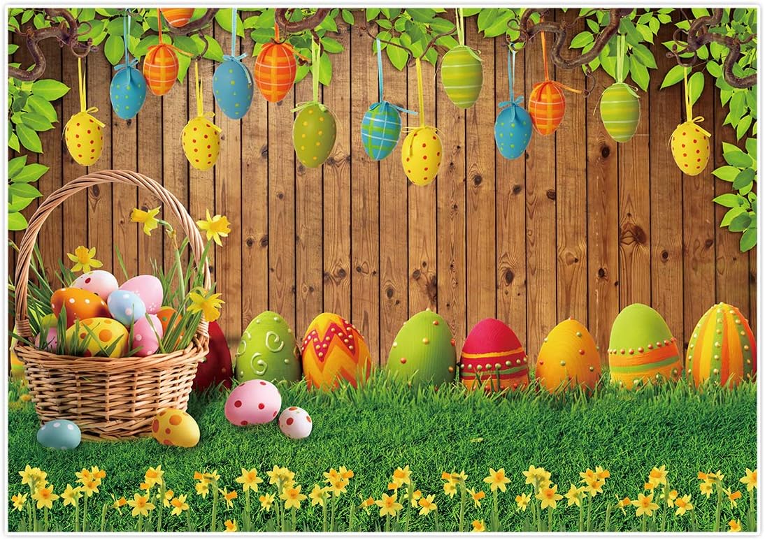 Amazon.com : Allenjoy Spring Easter Brown Rustic Wood Backdrop ...