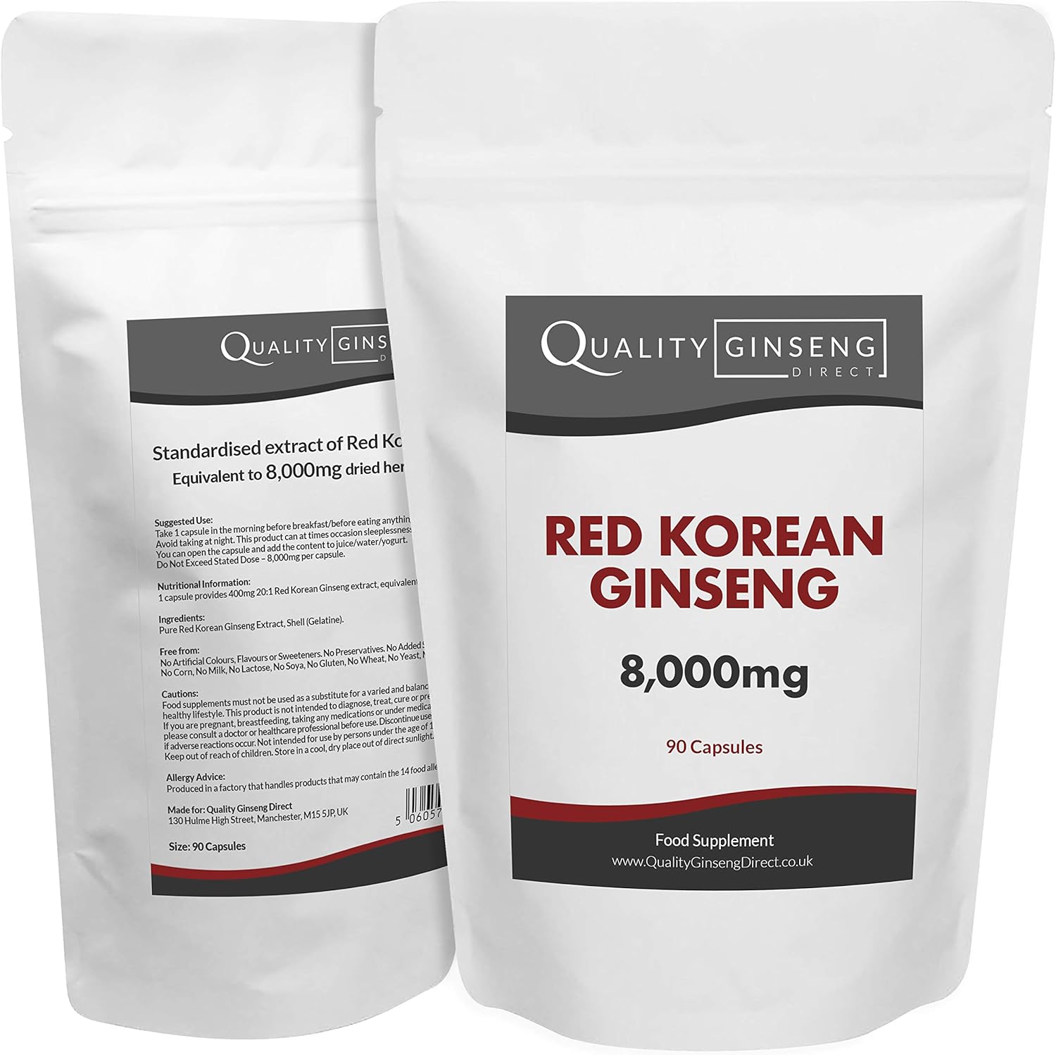Red Korean Ginseng - 8,000mg Capsules - Powerful Formula (90): Amazon ...