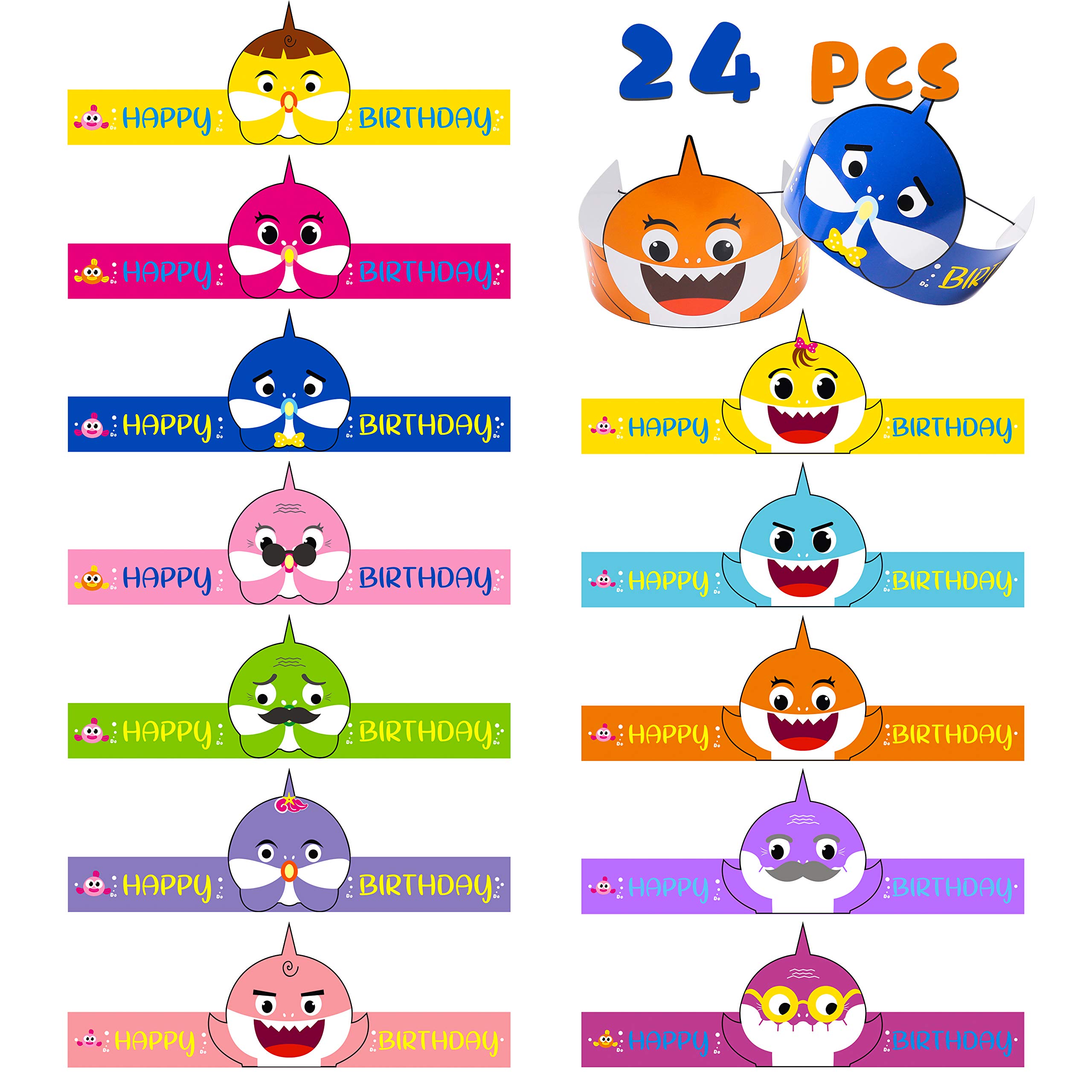 Buy MALLMALL6 24Pcs Little Shark Birthday Party Hats Cartoon Sharks ...