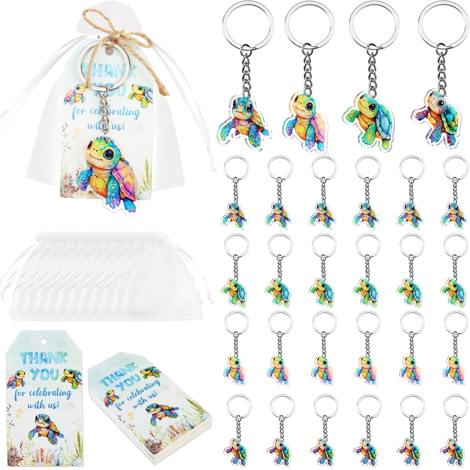 Serencatcher 24 Sets Sea Turtle Party Favors, Include Turtle Keychains ...