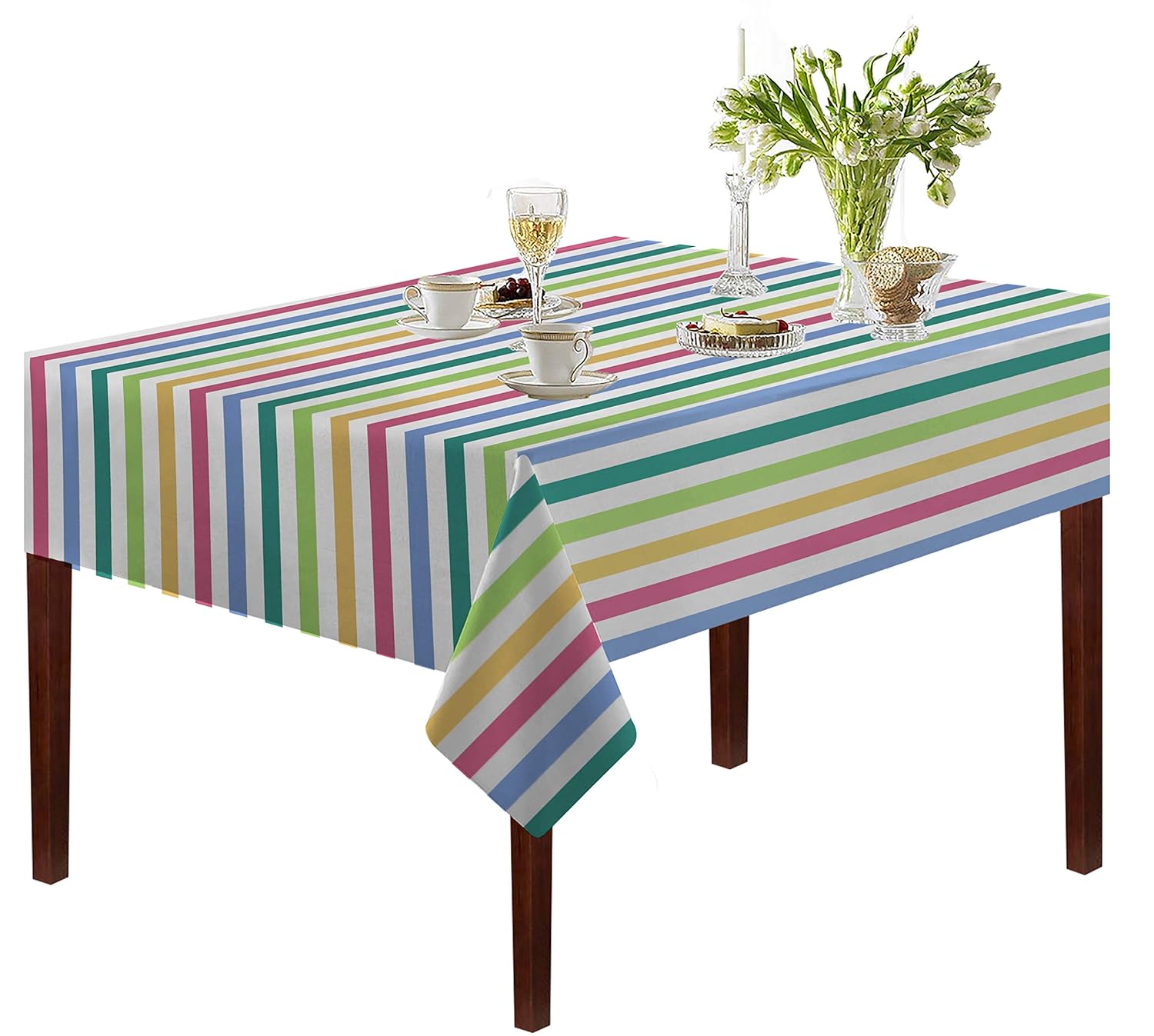 Buy Oasis Home Collections Cotton Table Cloth - Multi Color Stripe/ 2 ...