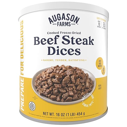 Augason Farms Freeze Dried Precooked Beef Steak Dices Can, Emergency ...