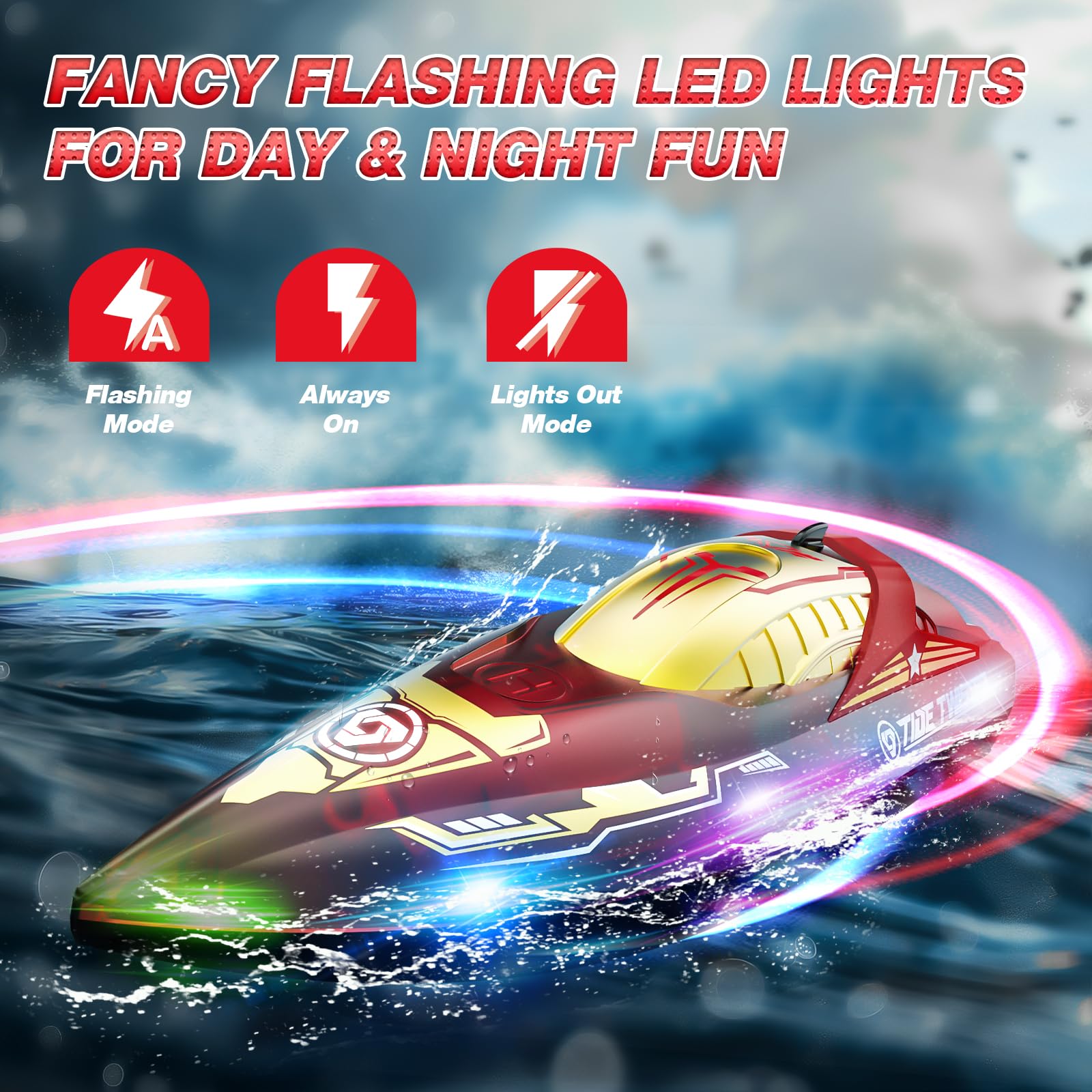 Mua DEERC RC Boat with LED Lights for Kids, 2.4Ghz Full Proportional ...