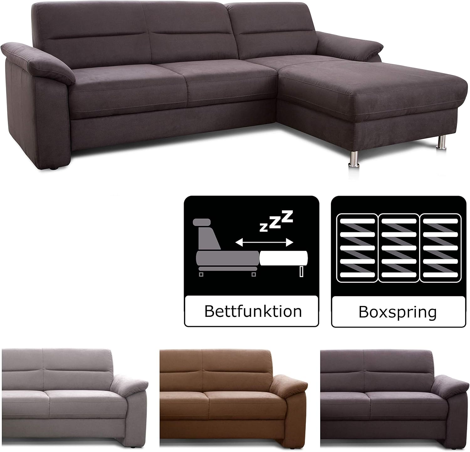 Cavadore Ecksofa Ascaro mit Longchair rechts, Boxspring-Sofa mit ...
