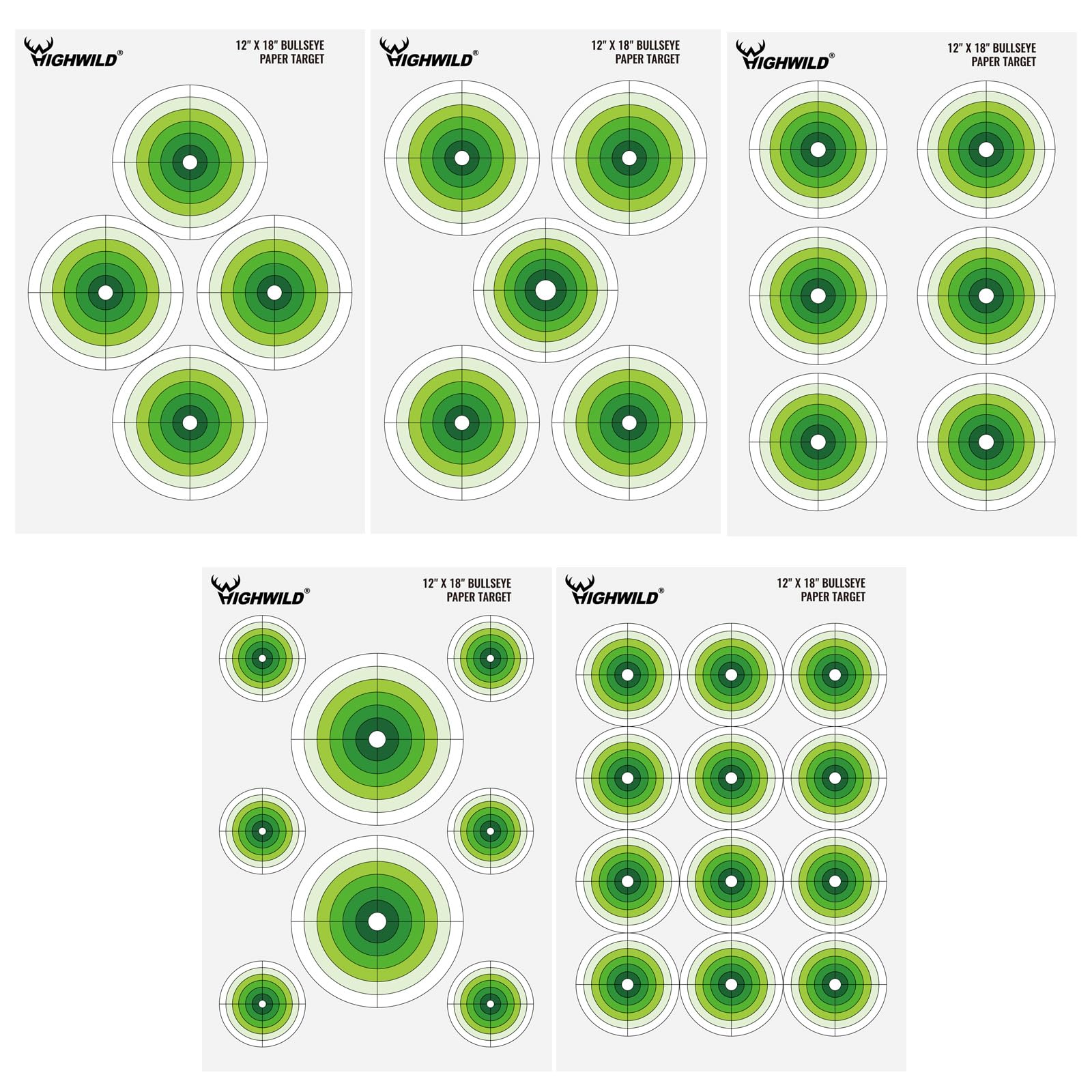 Highwild 12X18 Inch Bullseye Paper Target for Shooting Range Training ...