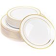Amazon.com | MATANA 60 Reusable or Disposable Plastic Plates Gold with ...