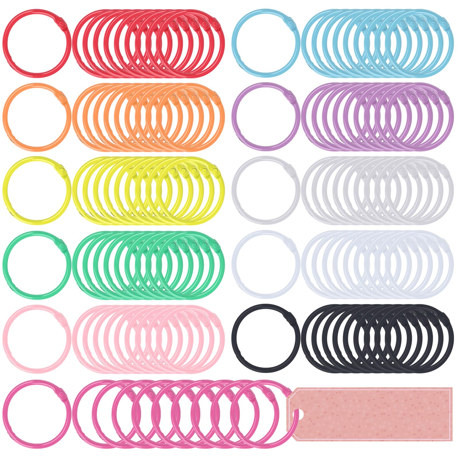 Koogel 66PCS Metal Binder Rings, Index Card Rings 1.2inch Loose Leaf ...