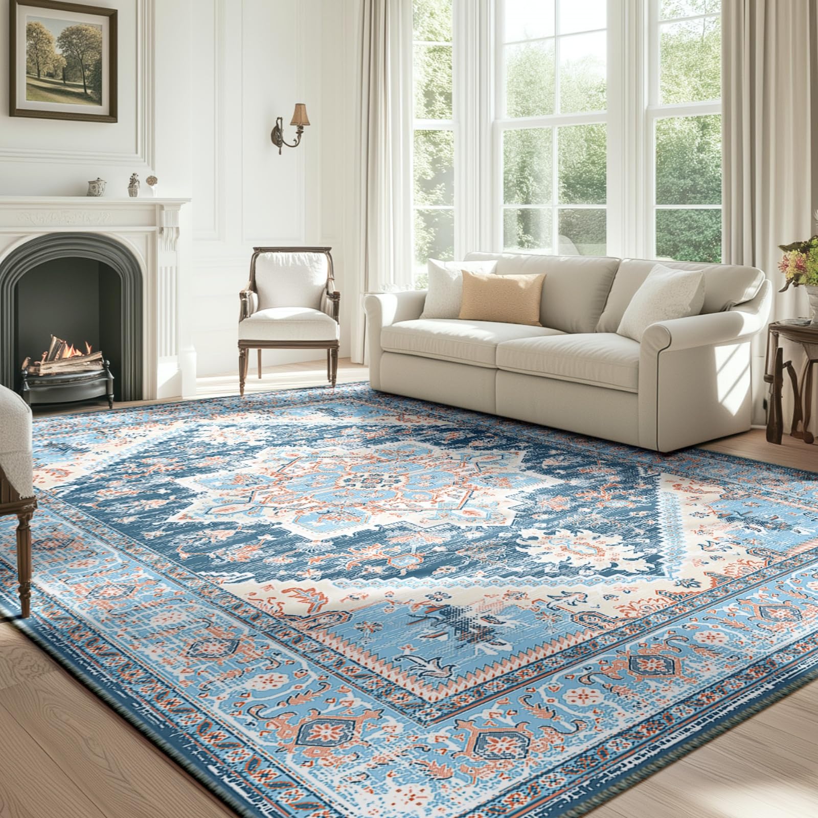 BESTSWEETIE 8x10 Area Rugs for Living Room Washable Non Slip Carpet Low ...