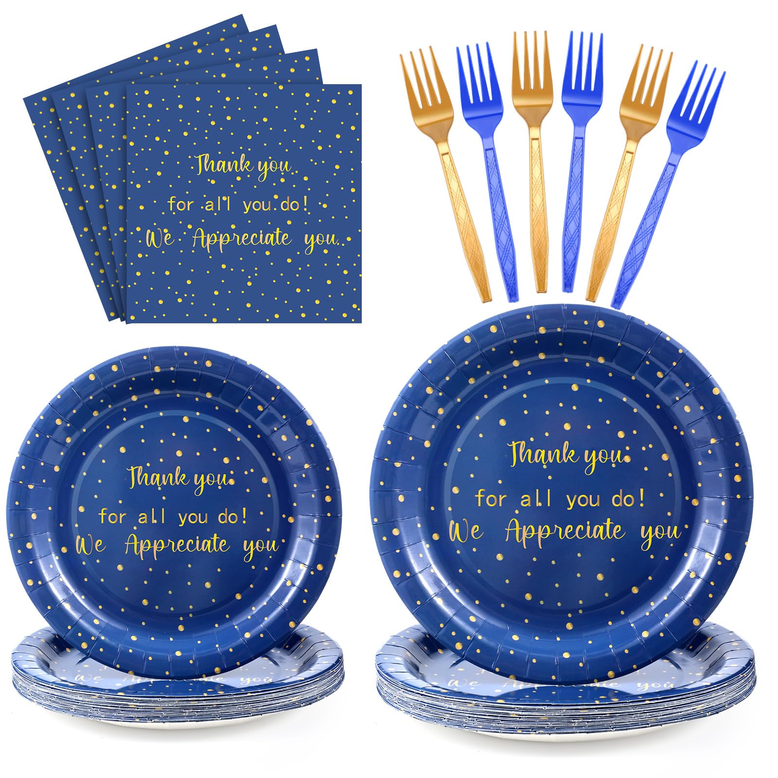 Geyoga 96 Pcs Employee We Appreciate You Paper Plate and Napkin ...